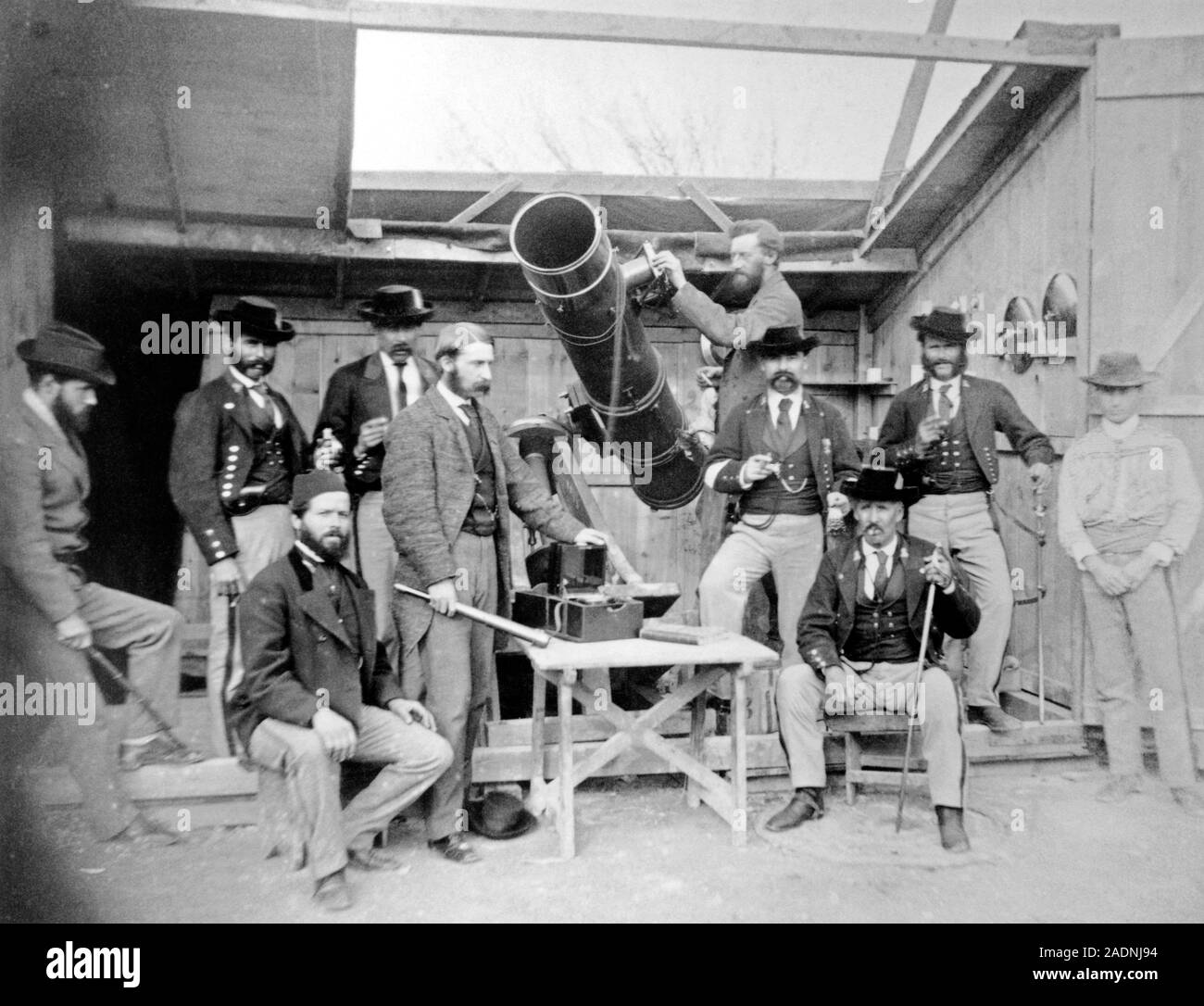 Preparing for total solar eclipse, 1870. Scottish astronomer James ...