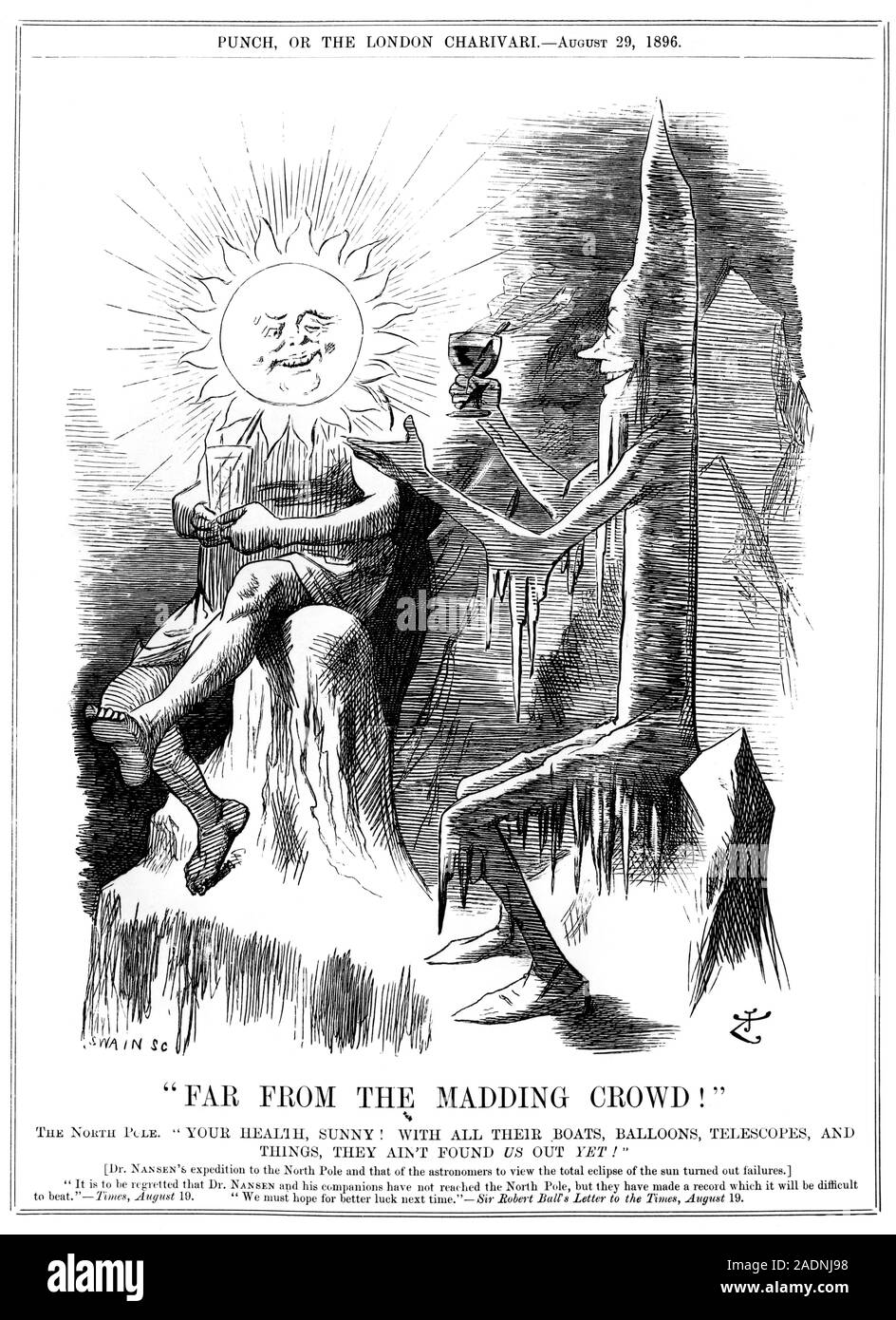 Eclipse expedition cartoon from Punch magazine, 1896. The North Pole ...