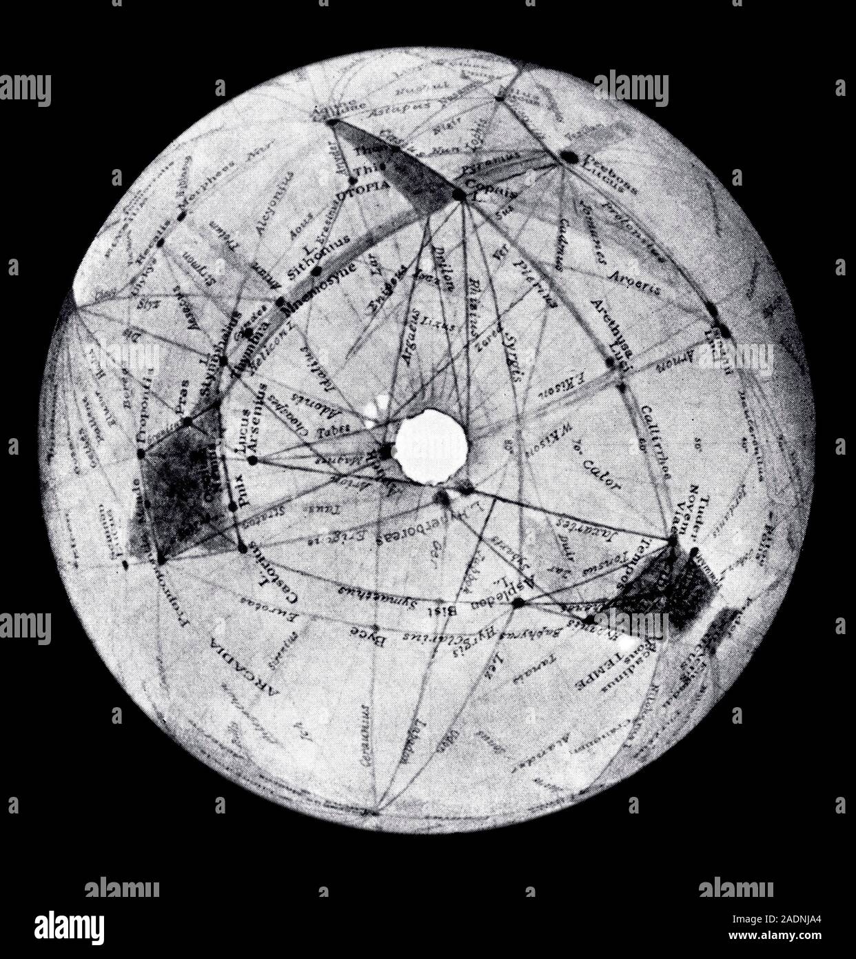 Map of canals on Mars surrounding the Martian North Polar Cap ...