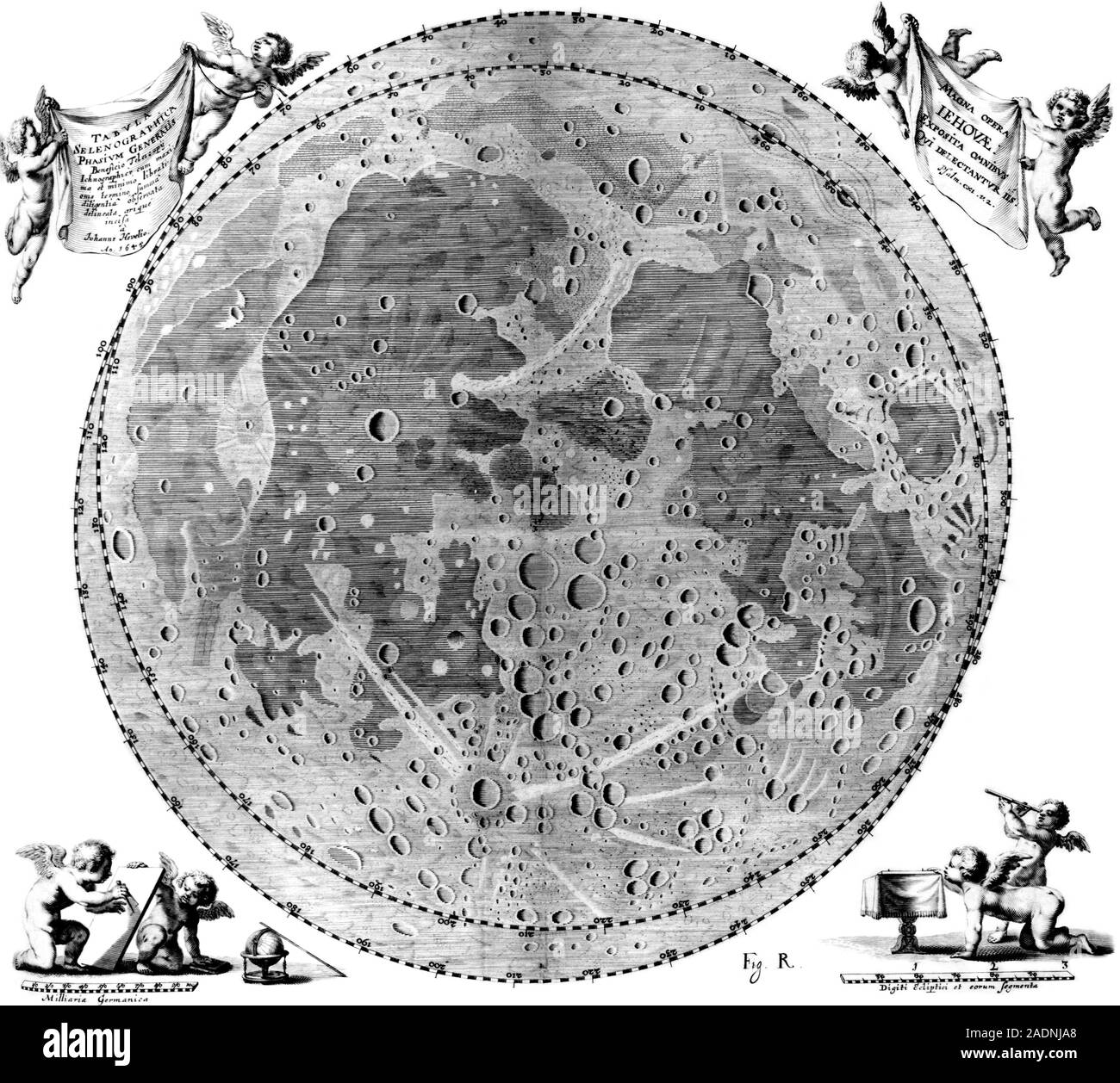 Map of the Moon by the Polish astronomer Johannes Hevelius (1611-1687 ...