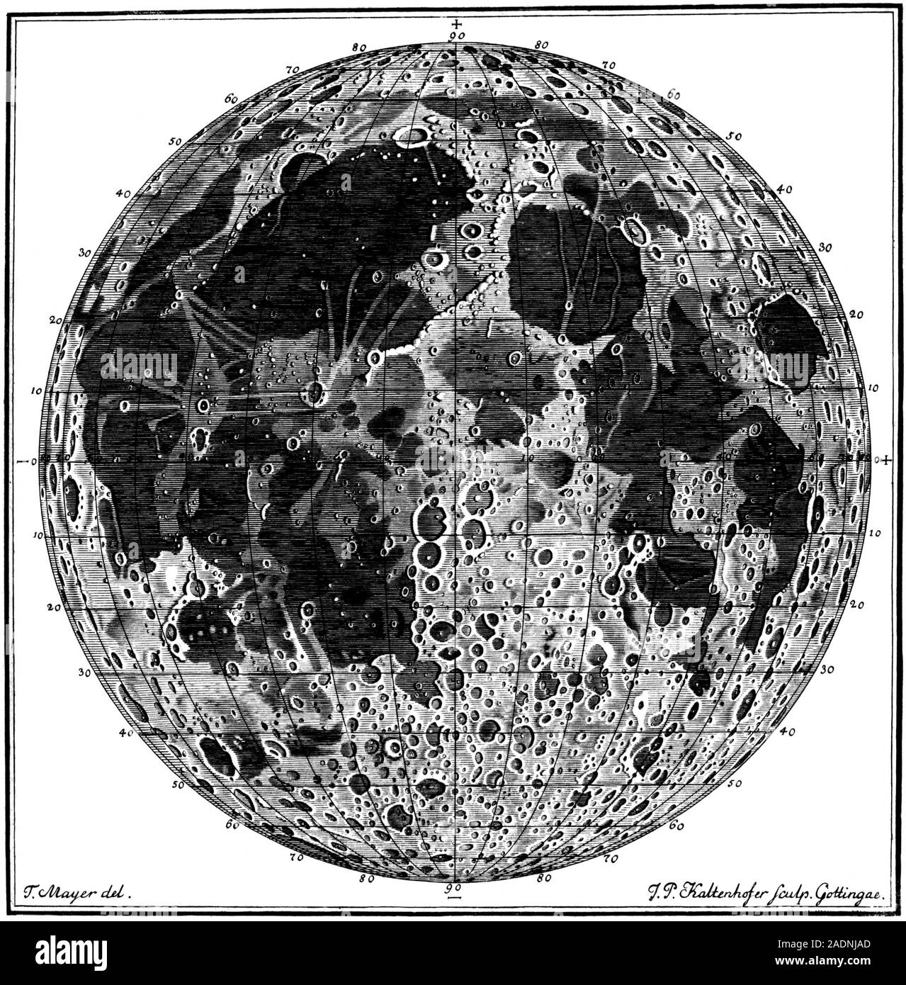 Map of the Moon by the German astronomer Tobias Mayer (1723-1762 ...