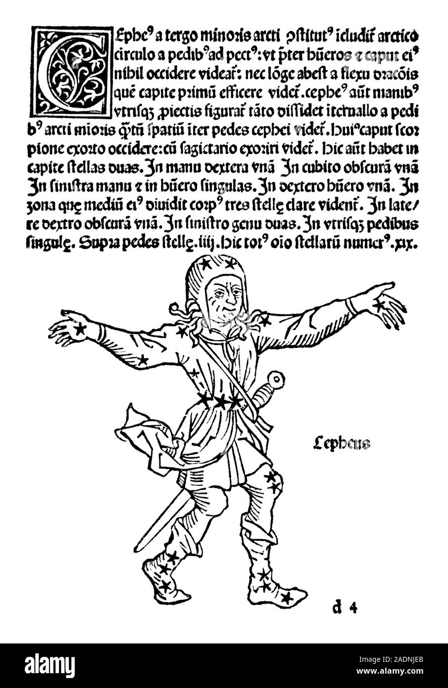 Cepheus constellation, 15th century artwork. Engraving of King Cepheus ...