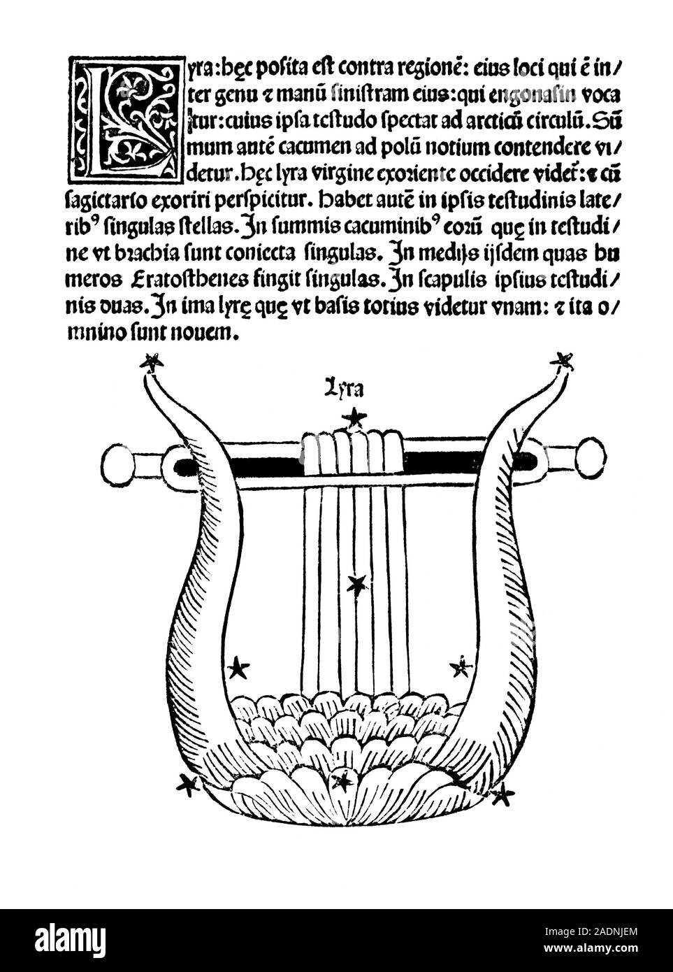 Lyra constellation, 15th century artwork. Engraving of Lyra (the Lyre ...