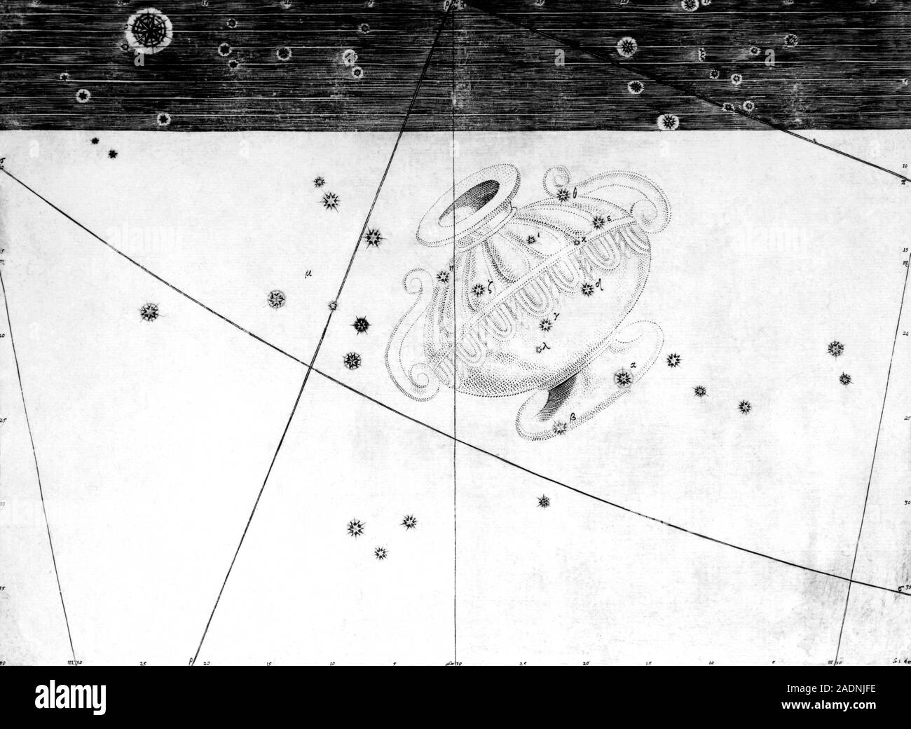 Crater constellation. 17th century engraving of Crater (the Cup ...