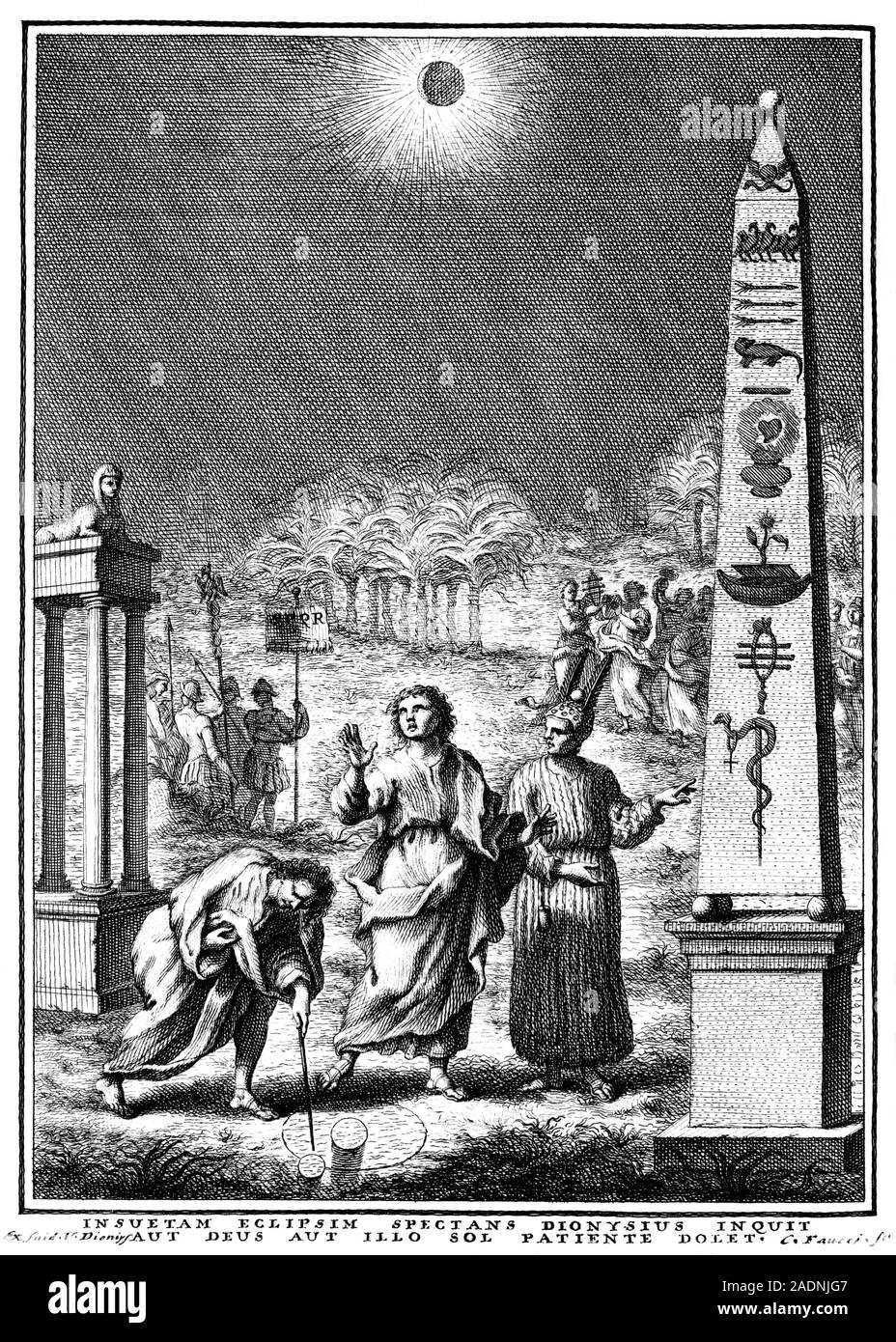 Solar eclipse. 18th century artwork depicting a solar eclipse during ...