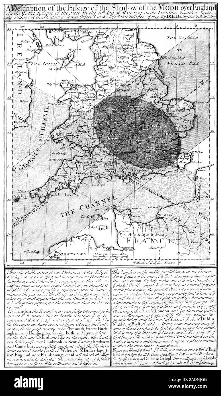 Comparison of solar eclipses. Historical map comparing the path of the ...