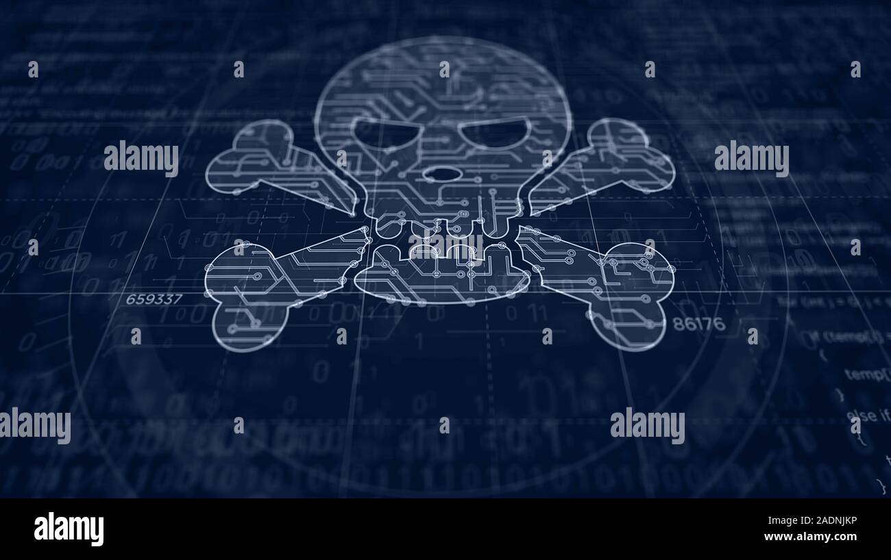 Blue hacker attack background skull hi-res stock photography and images ...