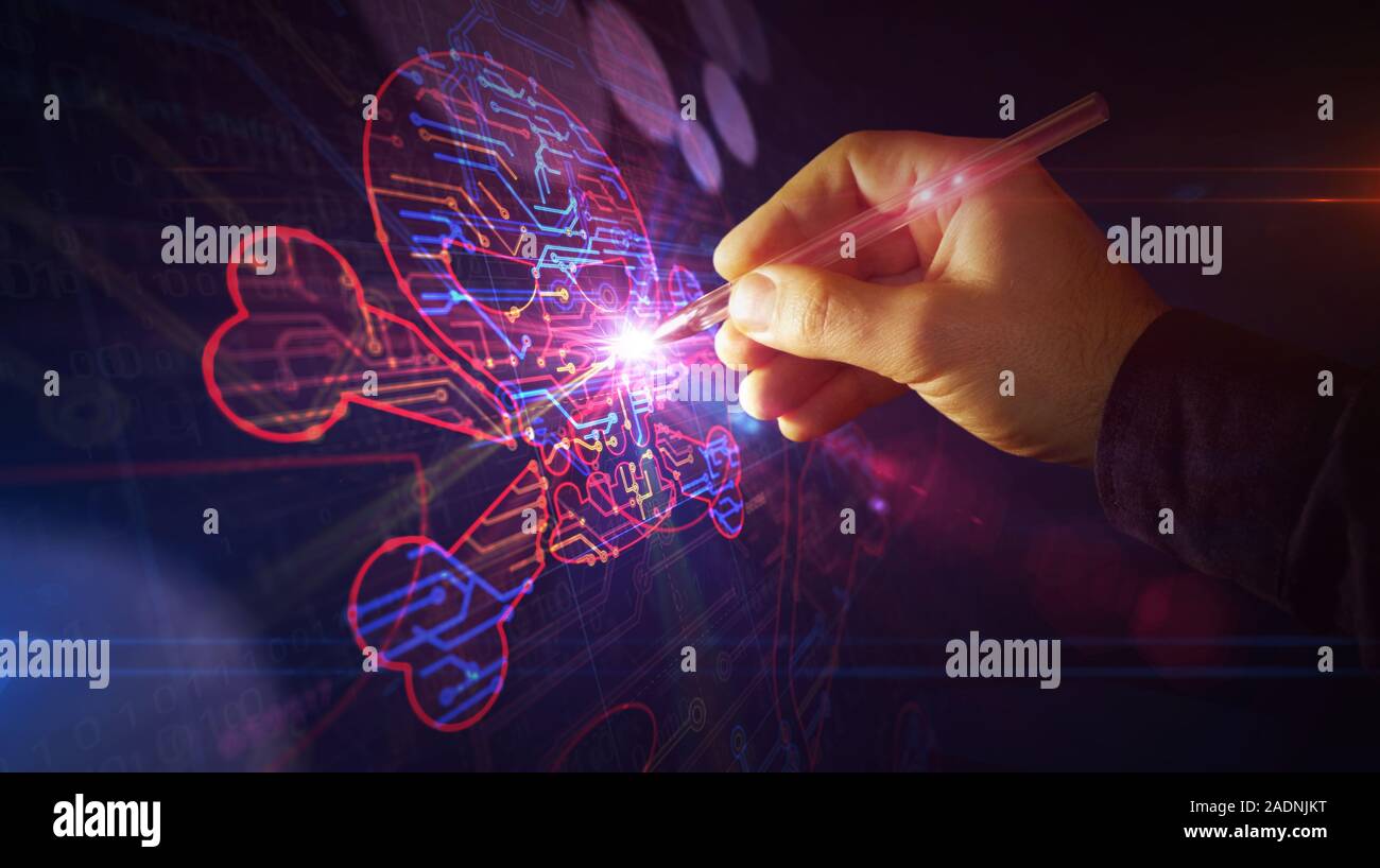 Cyber crime with skull symbol project creating. Abstract concept of ...