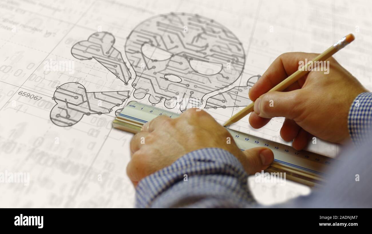 Cyber crime with skull symbol project creating. Abstract concept of ...