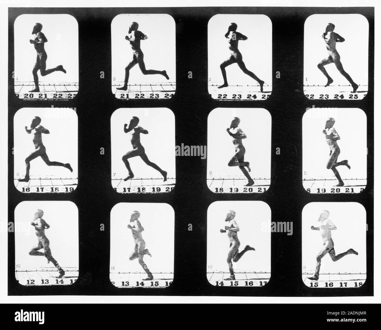Running man. High-speed photographic sequence of an athlete running ...