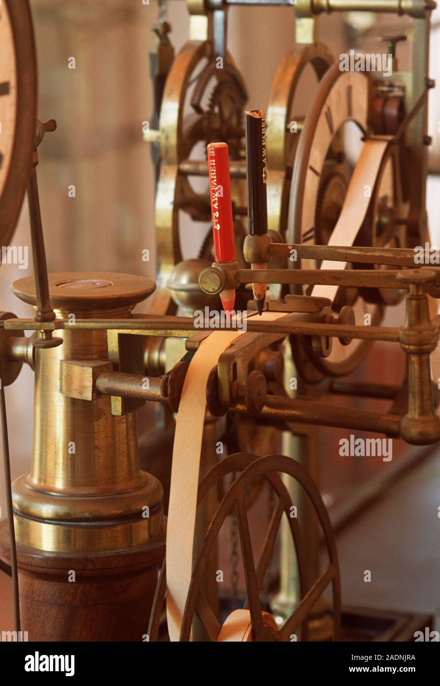 Early electromagnetic seismometer invented in 1856 by Luigi Palmieri ...