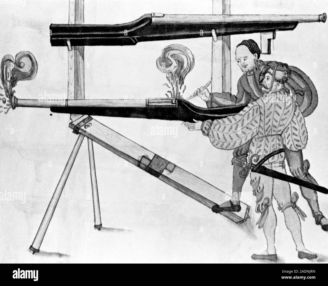 Culverin firearm from around 1450. The weapon was fired by igniting ...