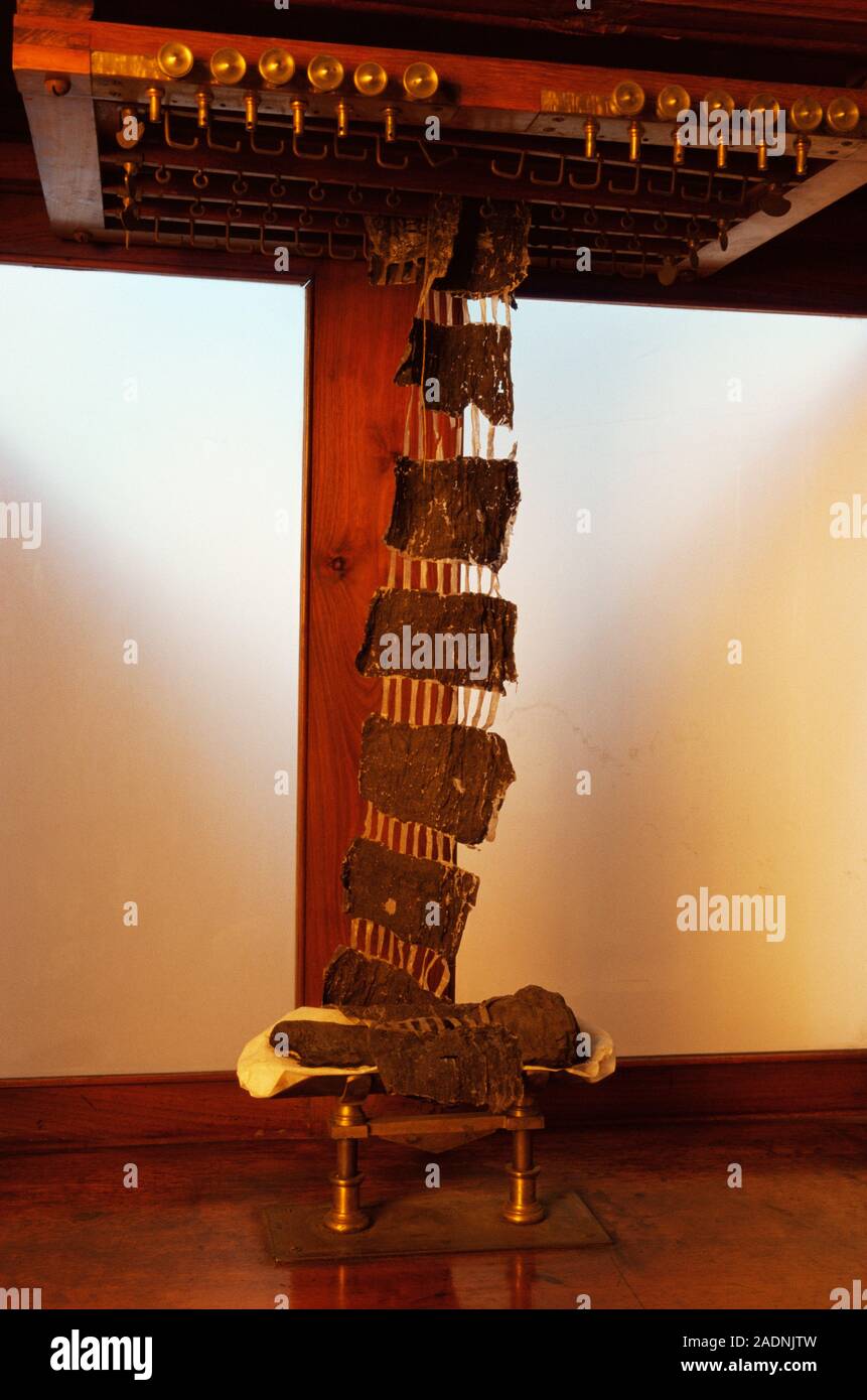 Machine for unwrapping papyrus scrolls. This device was invented in the ...