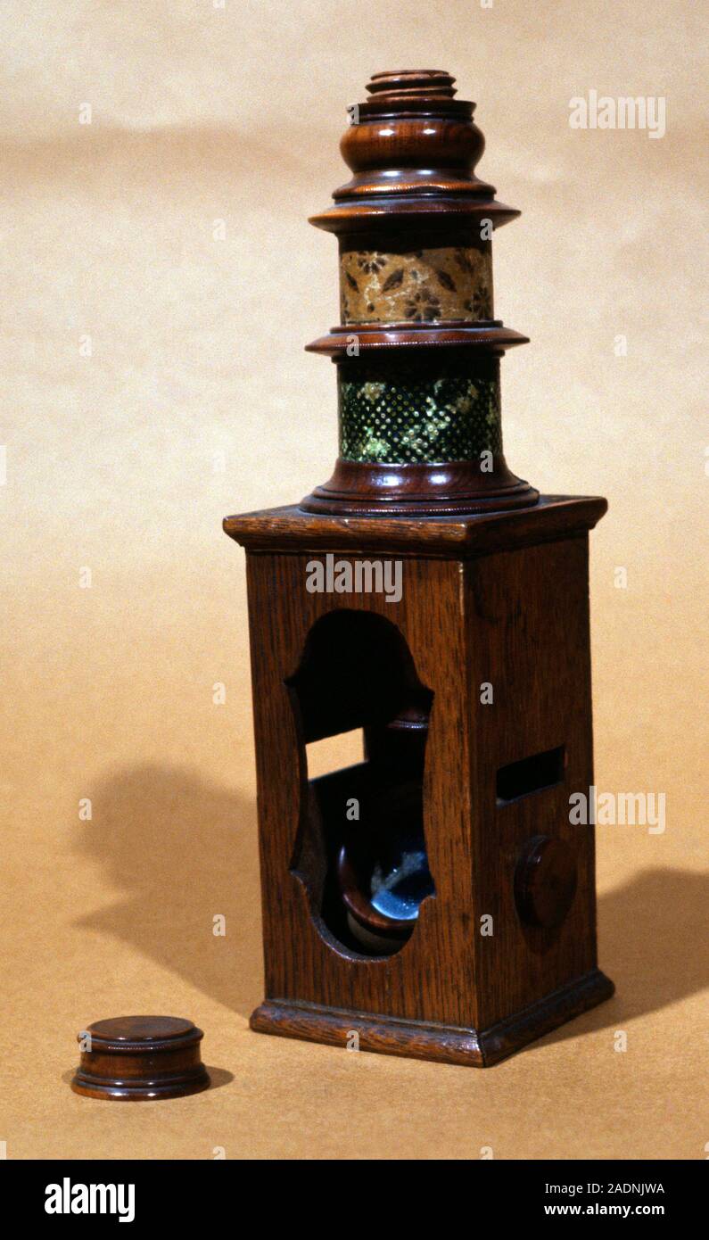 18th century wooden microscope from Nuremberg, Germany. The first ...