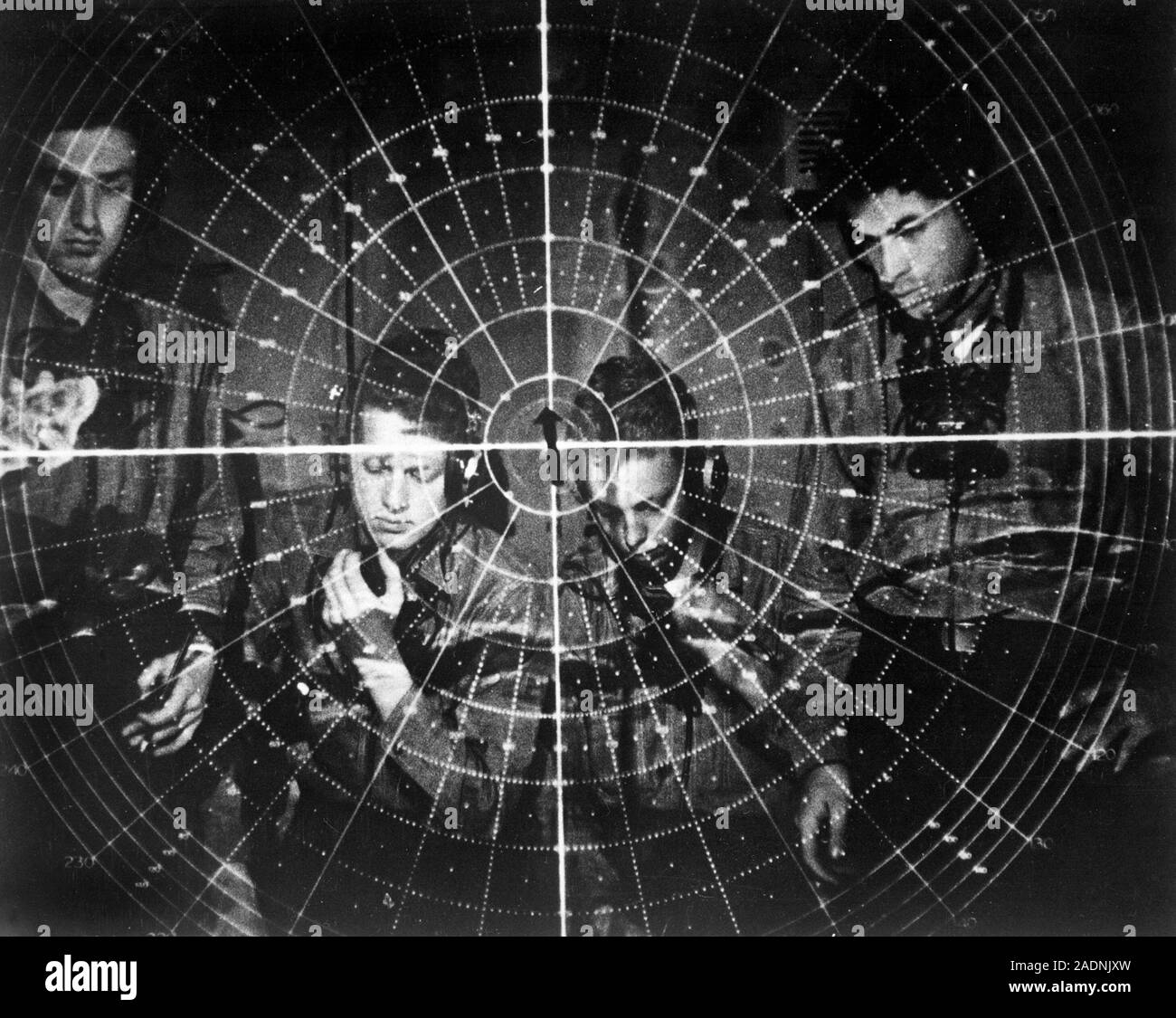 US Navy radar scope in use during World War II. Radar involves the use ...