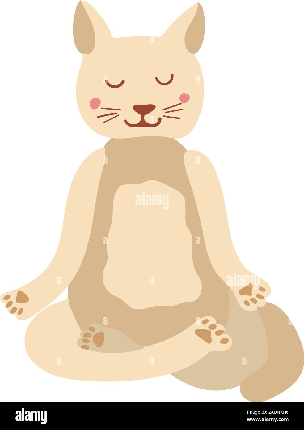 Cartoon cat performing yoga exercise. Cartoon character sitting in ...