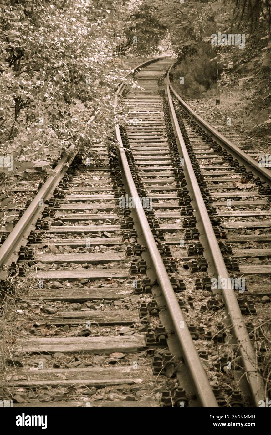 Old rusty forgotten train tracks Stock Photo - Alamy