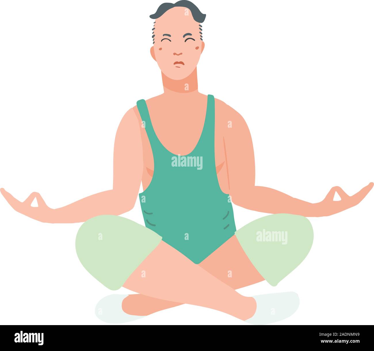 Young handsome men performing yoga exercise. Male cartoon character ...