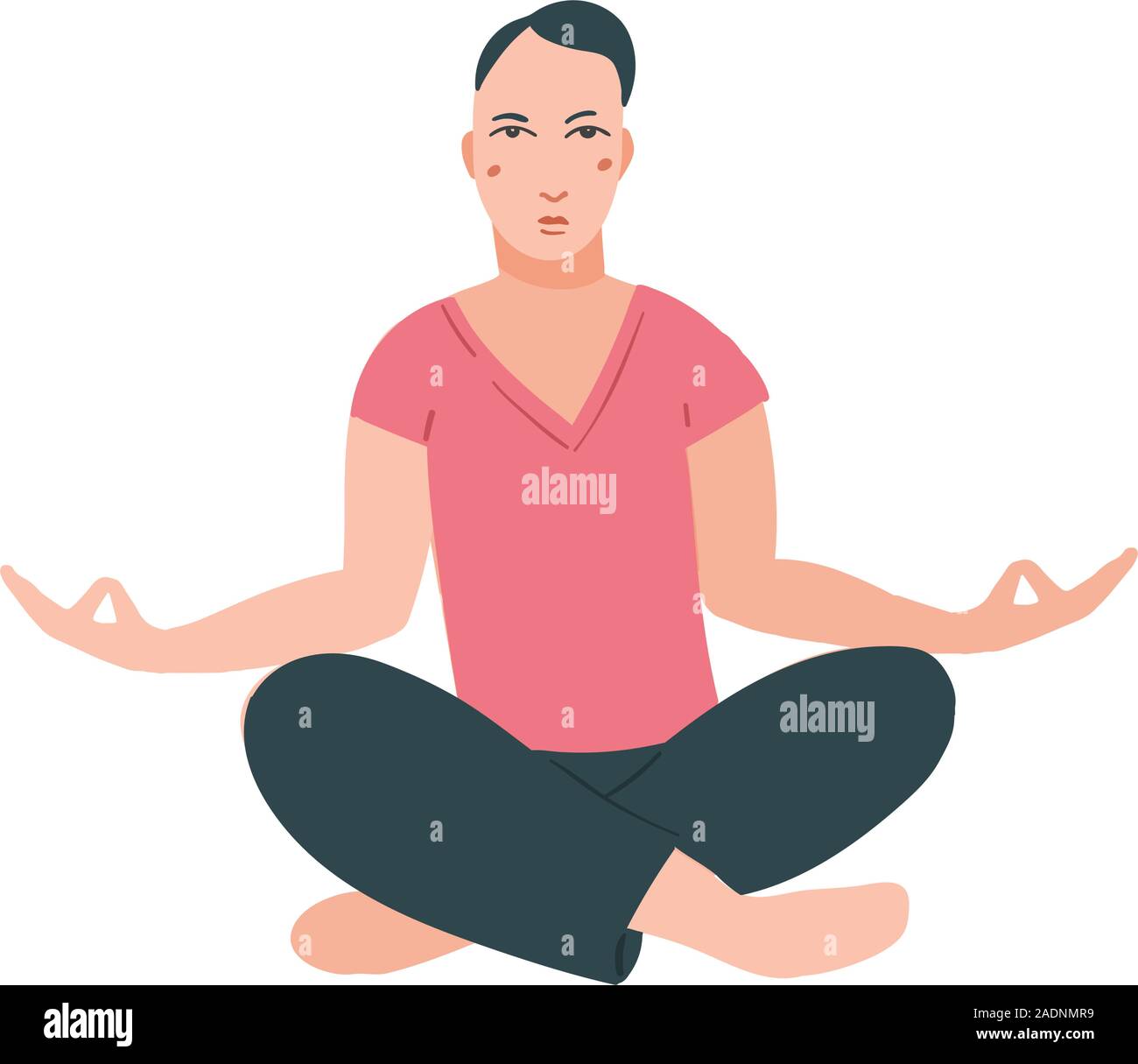 Young handsome men performing yoga exercise. Male cartoon character ...