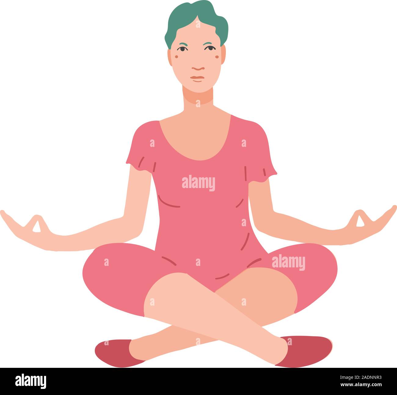 Young pretty woman performing yoga exercise. Female cartoon character ...