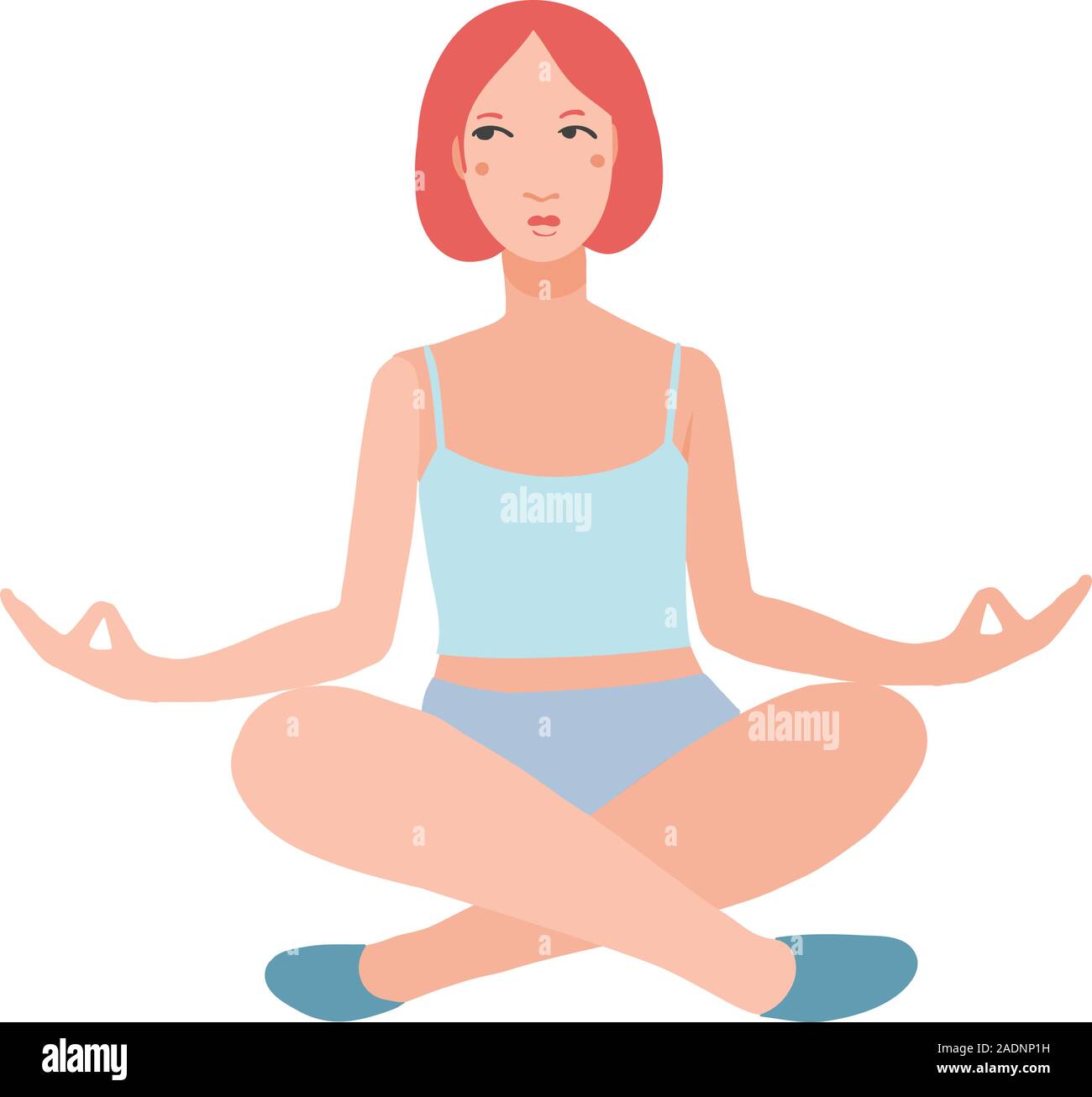 Young pretty woman performing yoga exercise. Female cartoon character ...