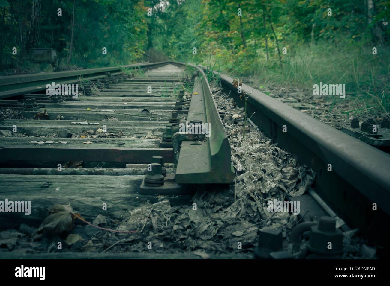 Old rusty forgotten train tracks Stock Photo - Alamy