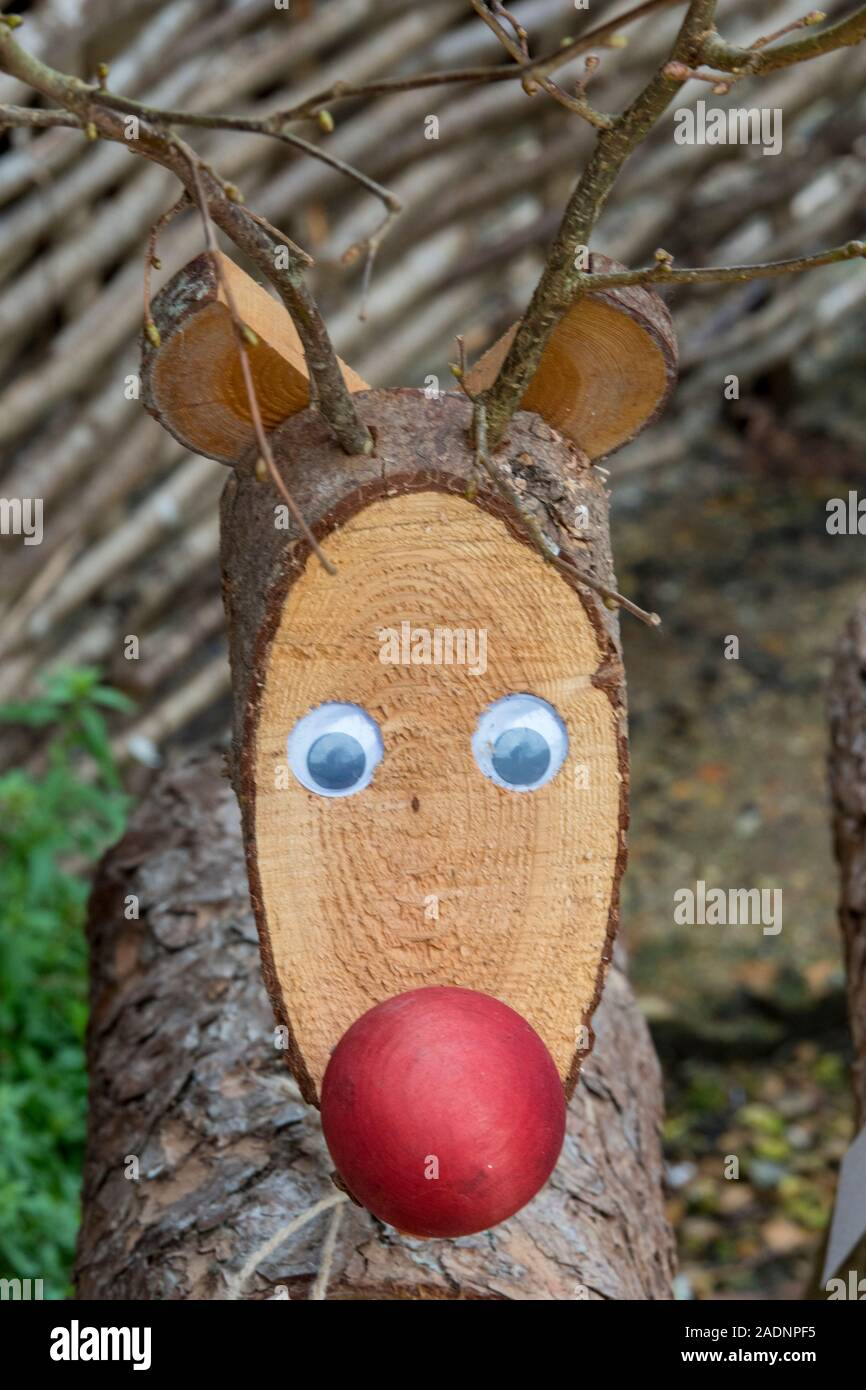 wooden rudolph the red nosed reindeer model Stock Photo - Alamy