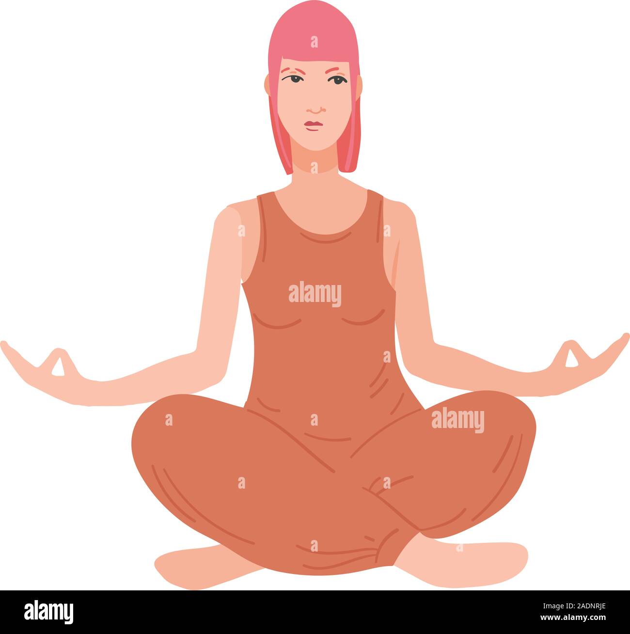 Young pretty woman performing yoga exercise. Female cartoon character ...