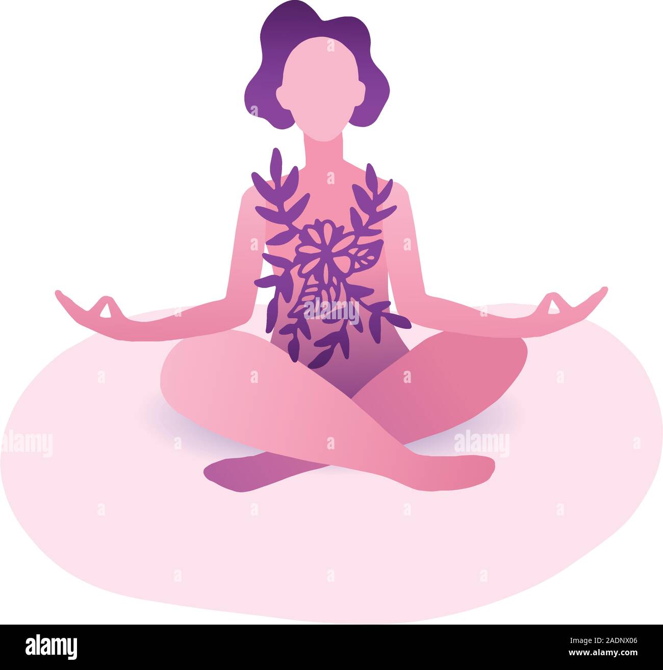 Young pretty woman performing yoga exercise. Female cartoon character ...