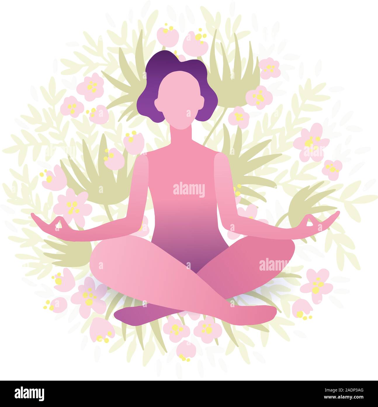 Young pretty woman performing yoga exercise. Female cartoon character ...