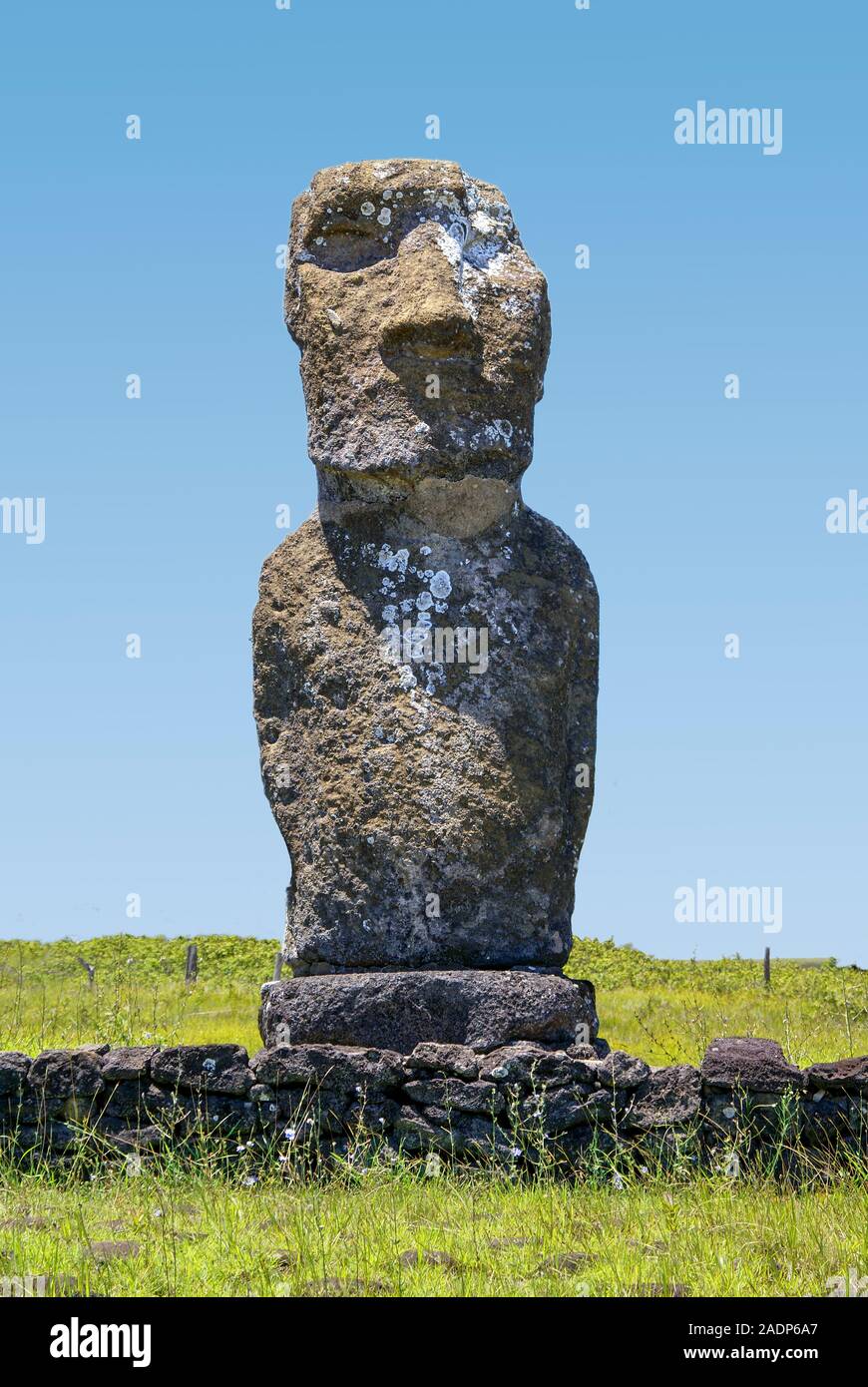 Moai at the at Ahu Akivi site on Easter Island, Rapa Nui; Valparaíso ...