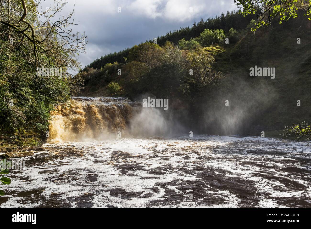 Crammel Linn waterfall on the Northumberland/Cumbria border in full ...