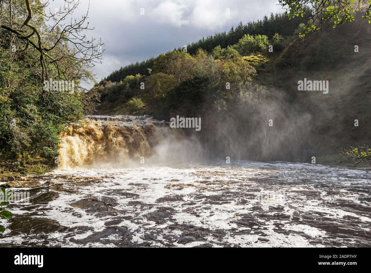 Crammel Linn waterfall on the Northumberland/Cumbria border in full ...