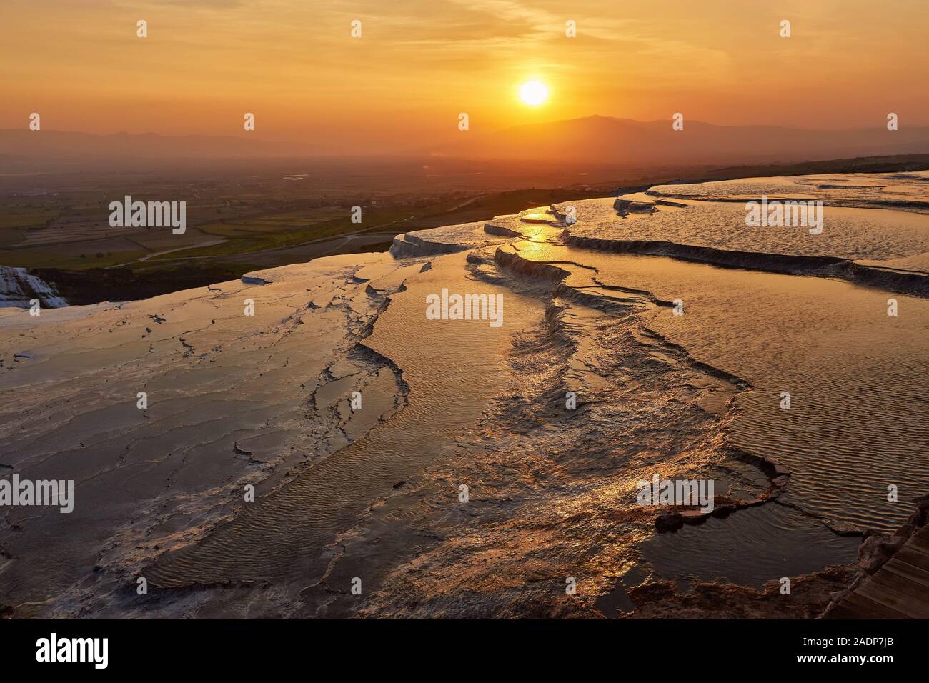 landscape of pamukkale, turkey. Sunset at pamukkale Turkey Stock Photo ...