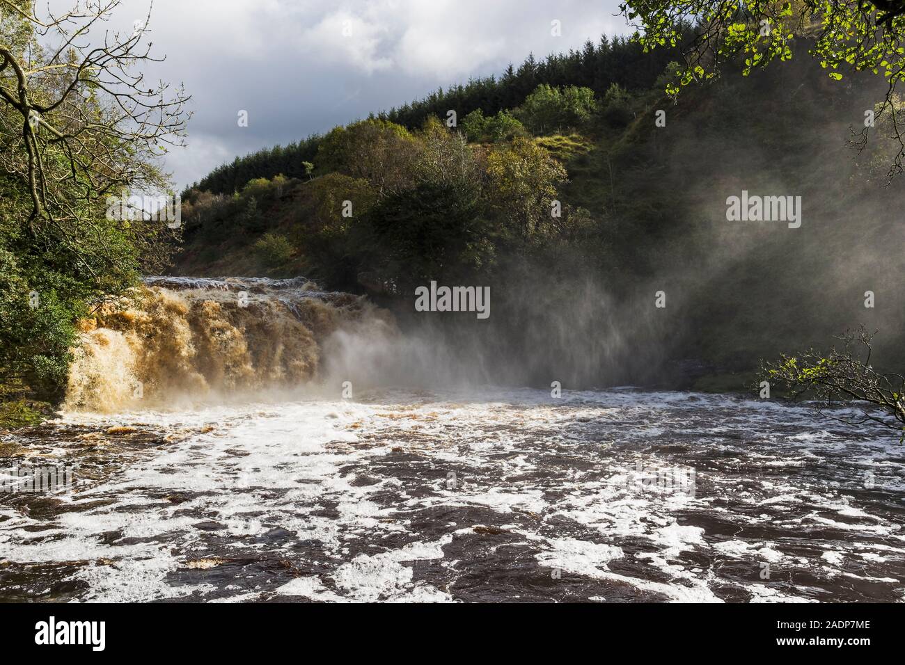Crammel Linn waterfall on the Northumberland/Cumbria border in full ...