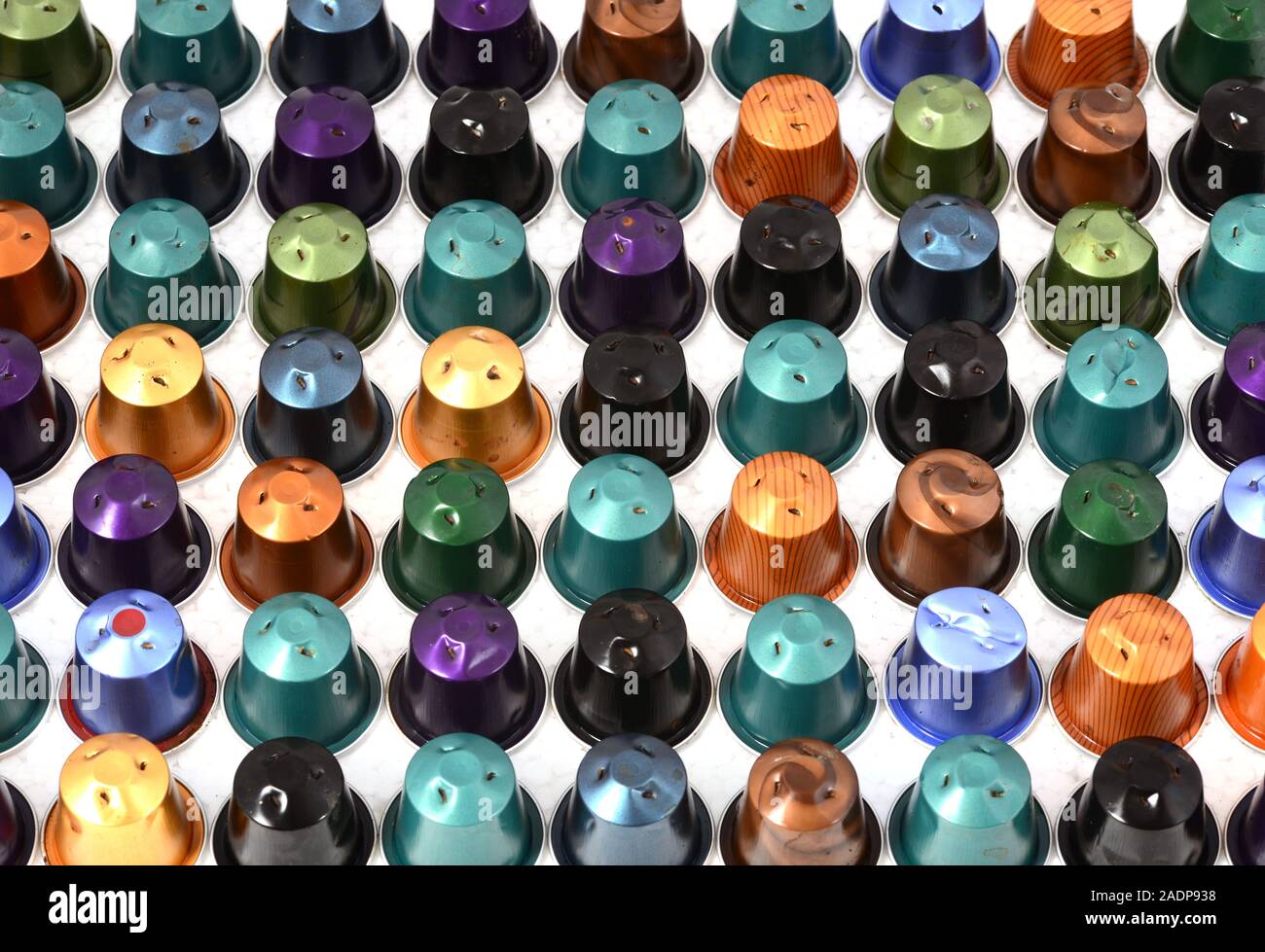 used coffee pods capsules background texture pattern Stock Photo - Alamy