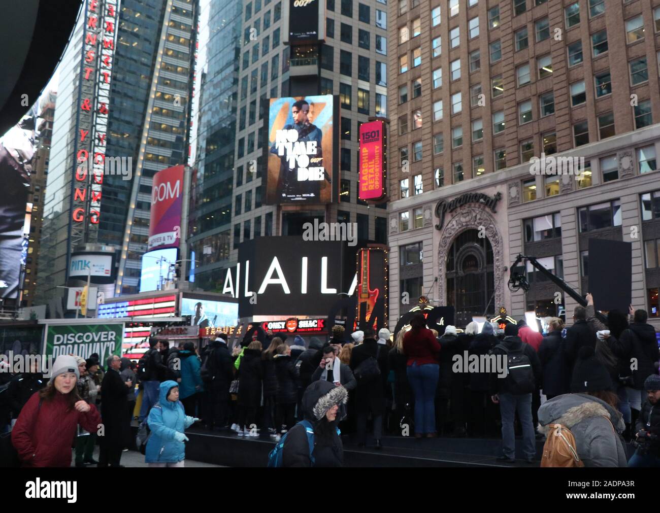 New York, NY, USA. 04th Dec, 2019. Times Square branded for the trailer ...