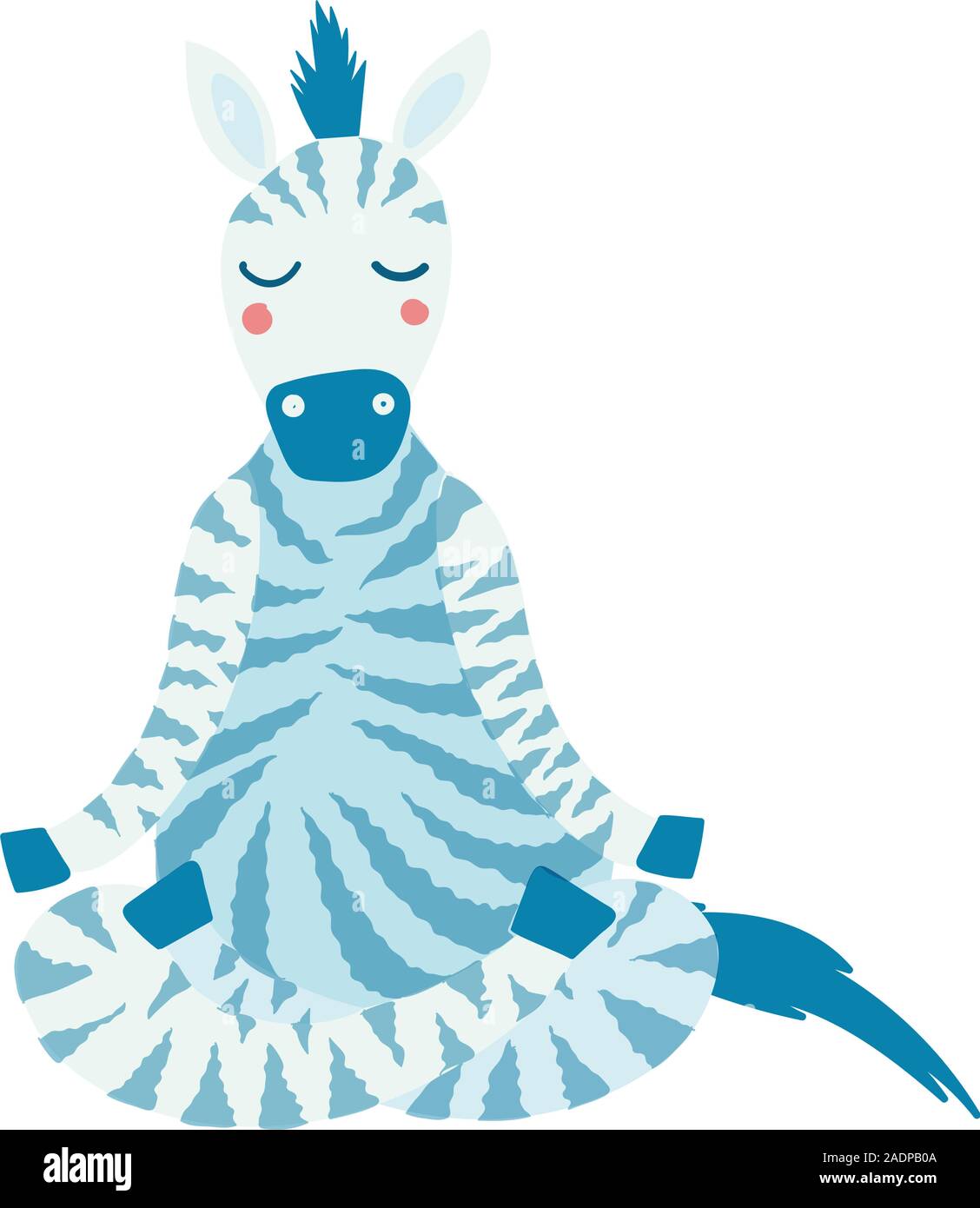 Cartoon zebra performing yoga exercise. Drawing character sitting in ...