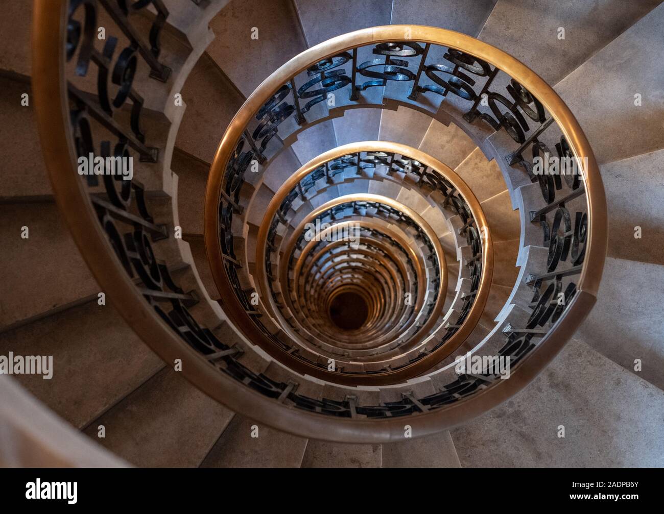 The Lutyen’s stair, spiral staircase designed by Edwin Lutyens in the ...