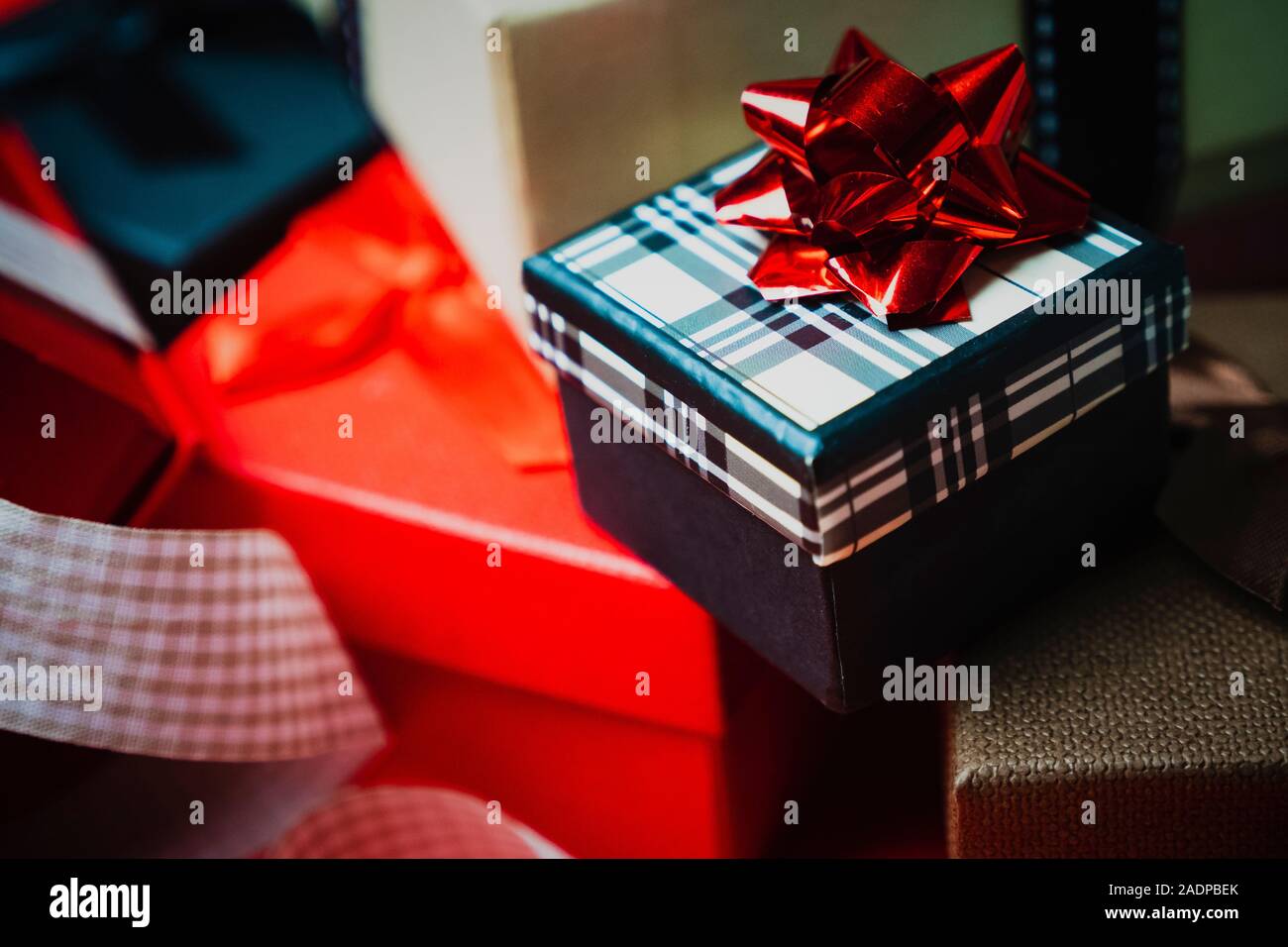 Set of gift boxes of different sizes and colors Stock Photo - Alamy