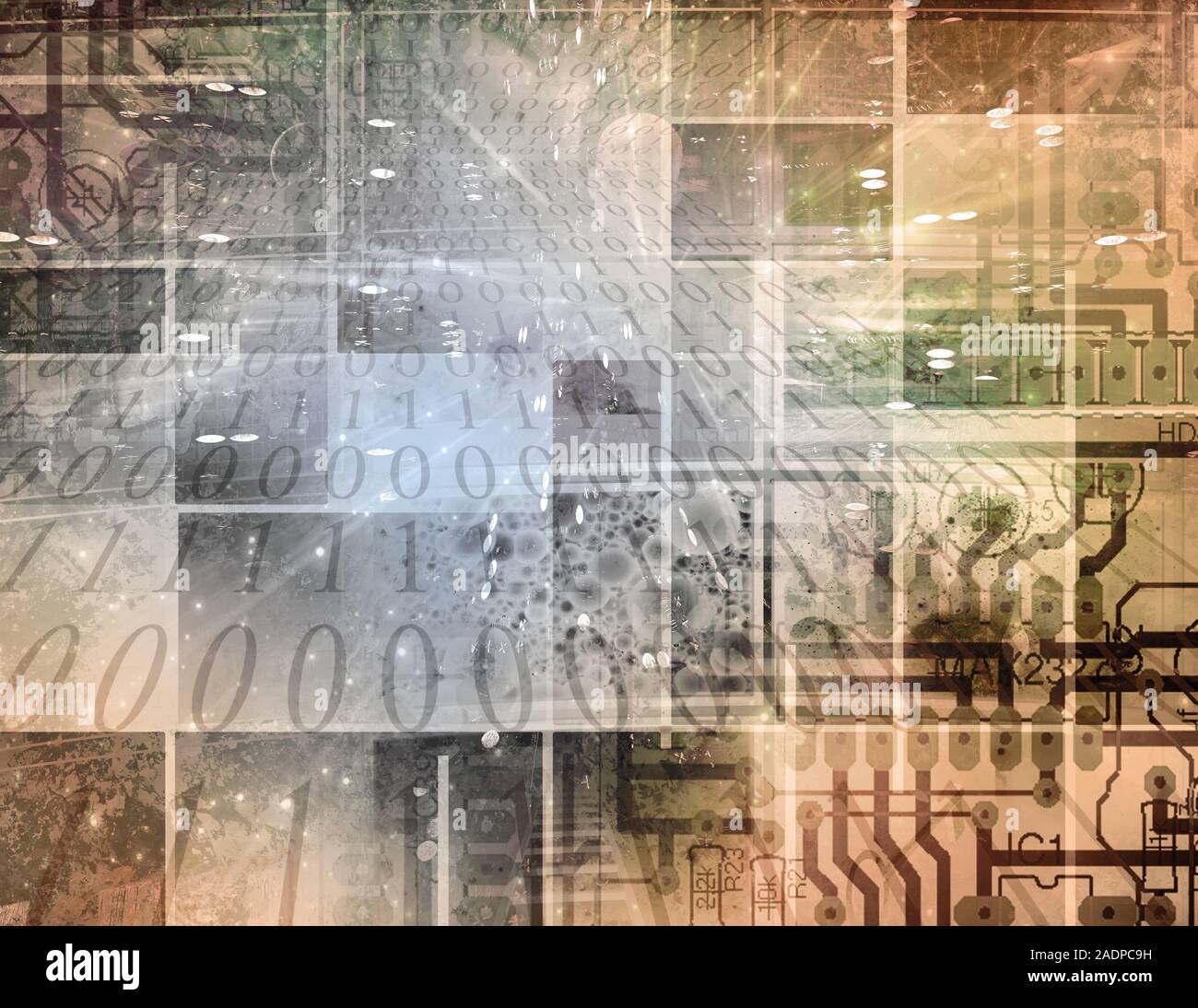 Technology. Binary code and electronic circuit Stock Photo - Alamy