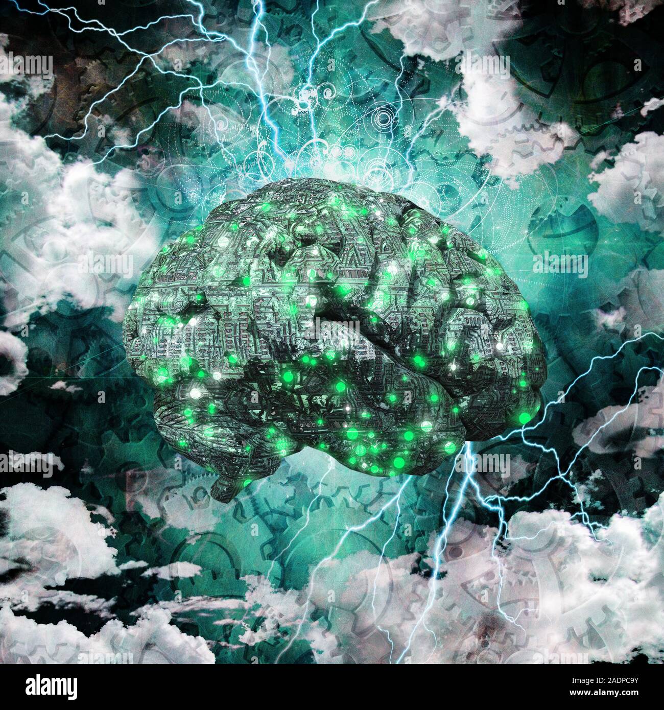 Machine Brain. Futuristic Digital Art Stock Photo - Alamy