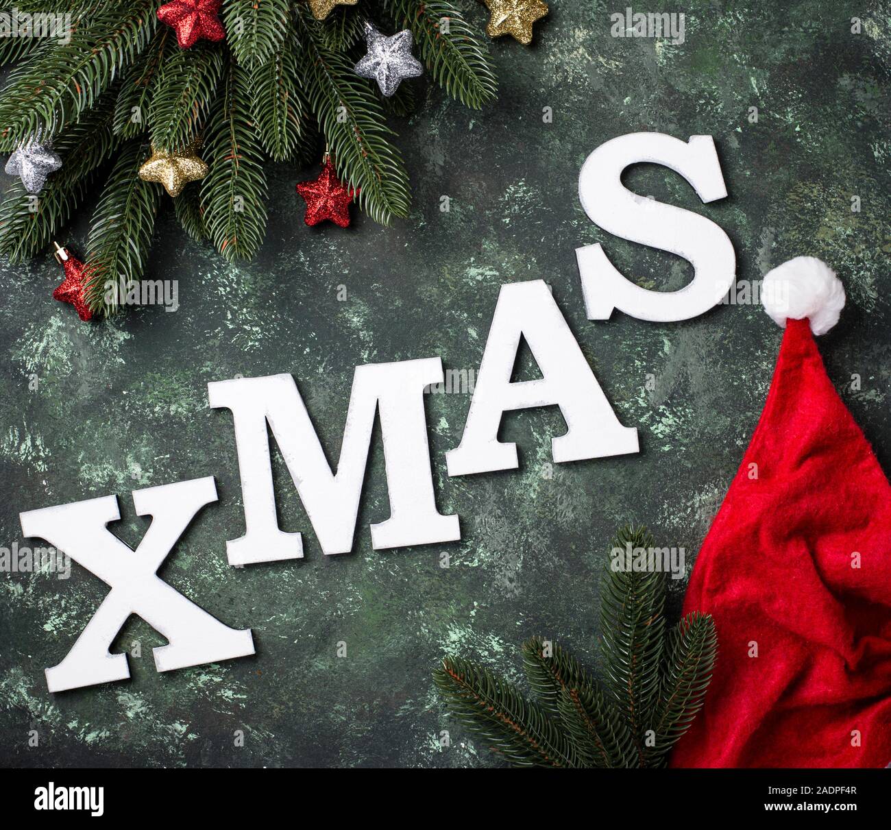 Christmas background with letters XMAS Stock Photo - Alamy
