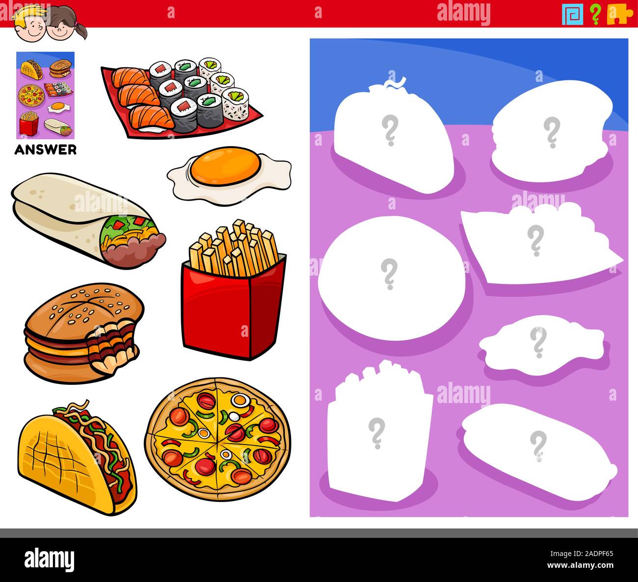 Cartoon Illustration of Match Objects and the Right Shape or Silhouette ...