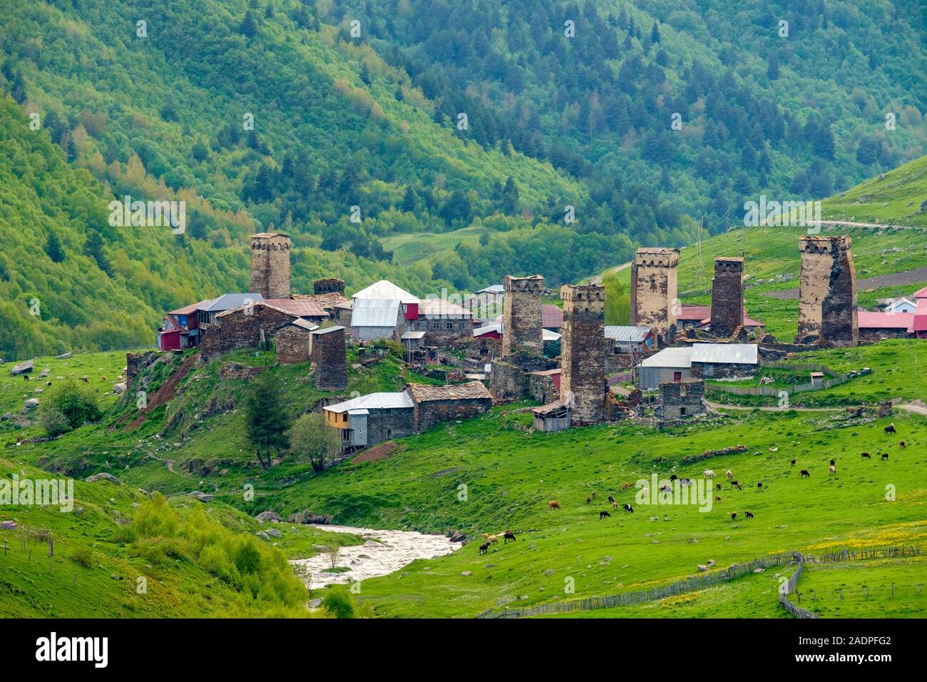 Murkmeli village, Ushguli, Samegrelo-Zemo Svaneti region, Georgia Stock ...