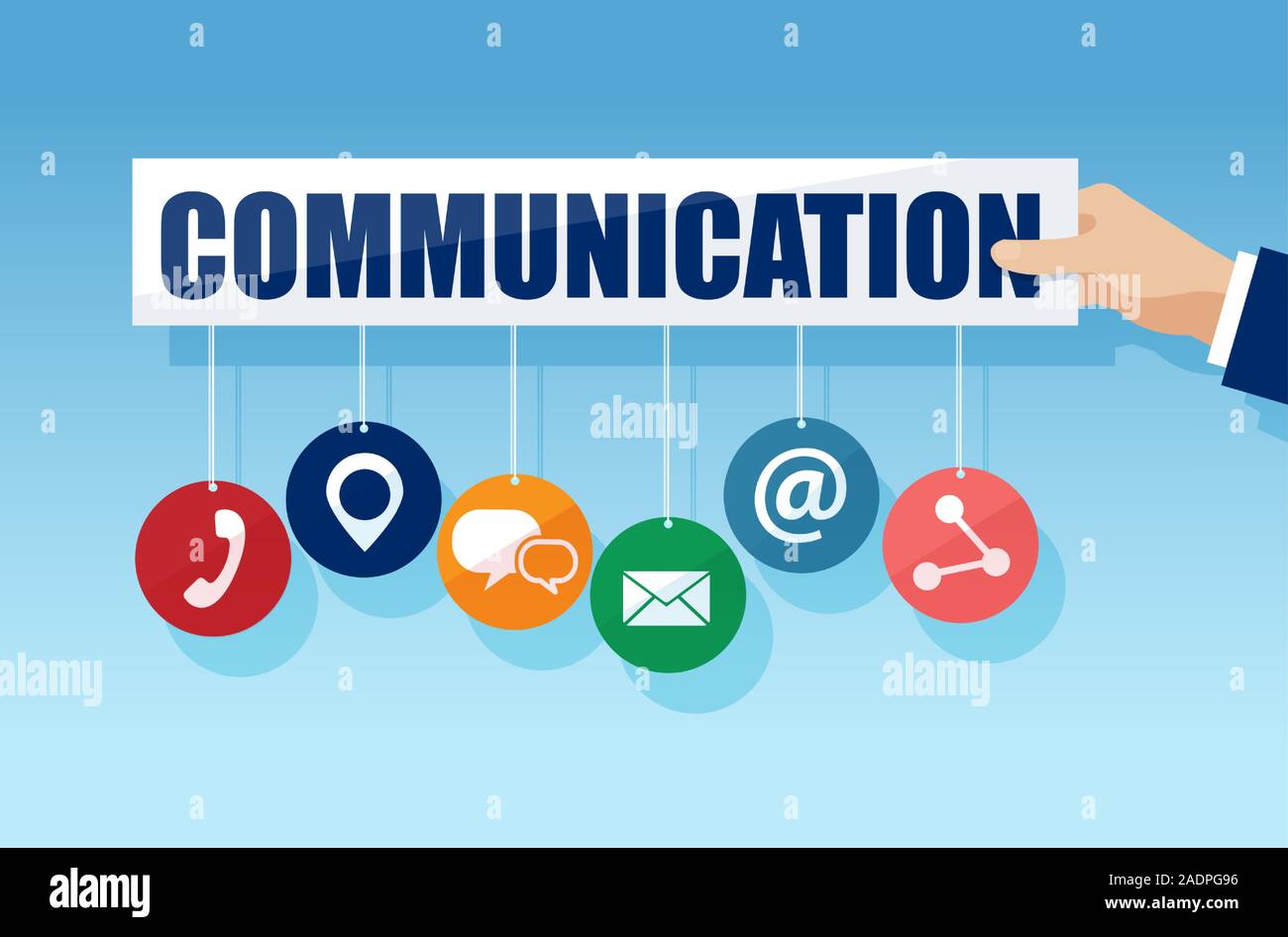 Vector of a businessman hand holding contact us symbols, call us icons ...