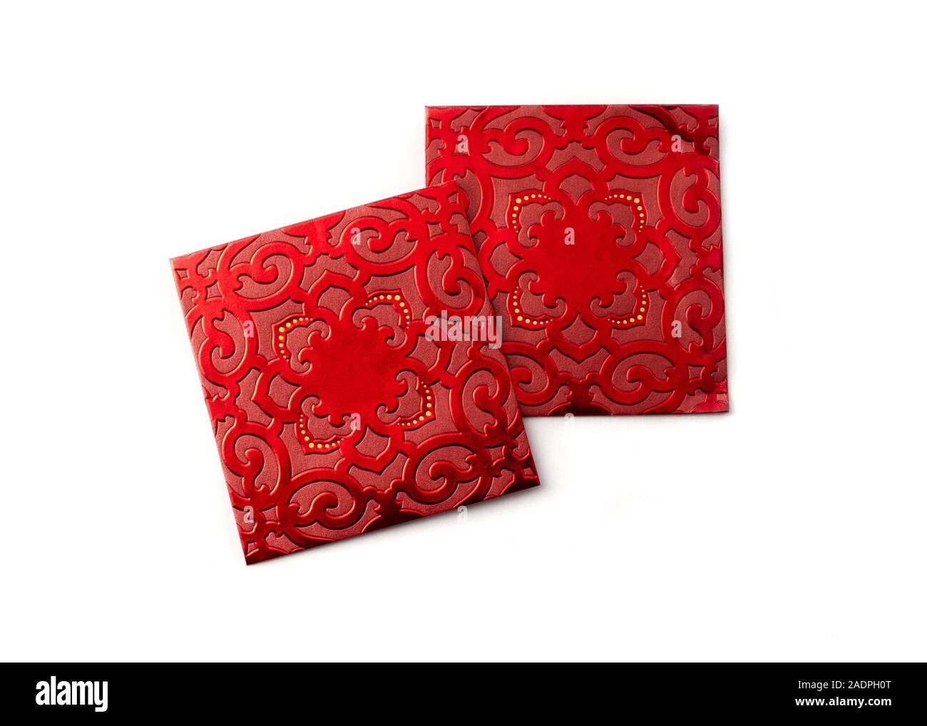 Chinese New Year, lucky red pockets n white background Stock Photo - Alamy