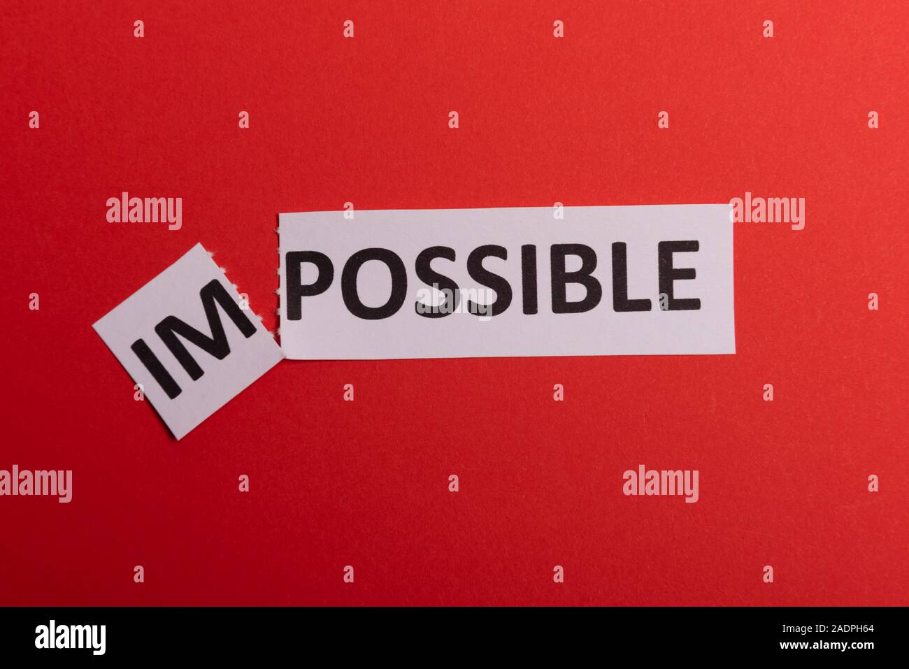 Impossible text cut out. Possible concept. Success. Pink background ...