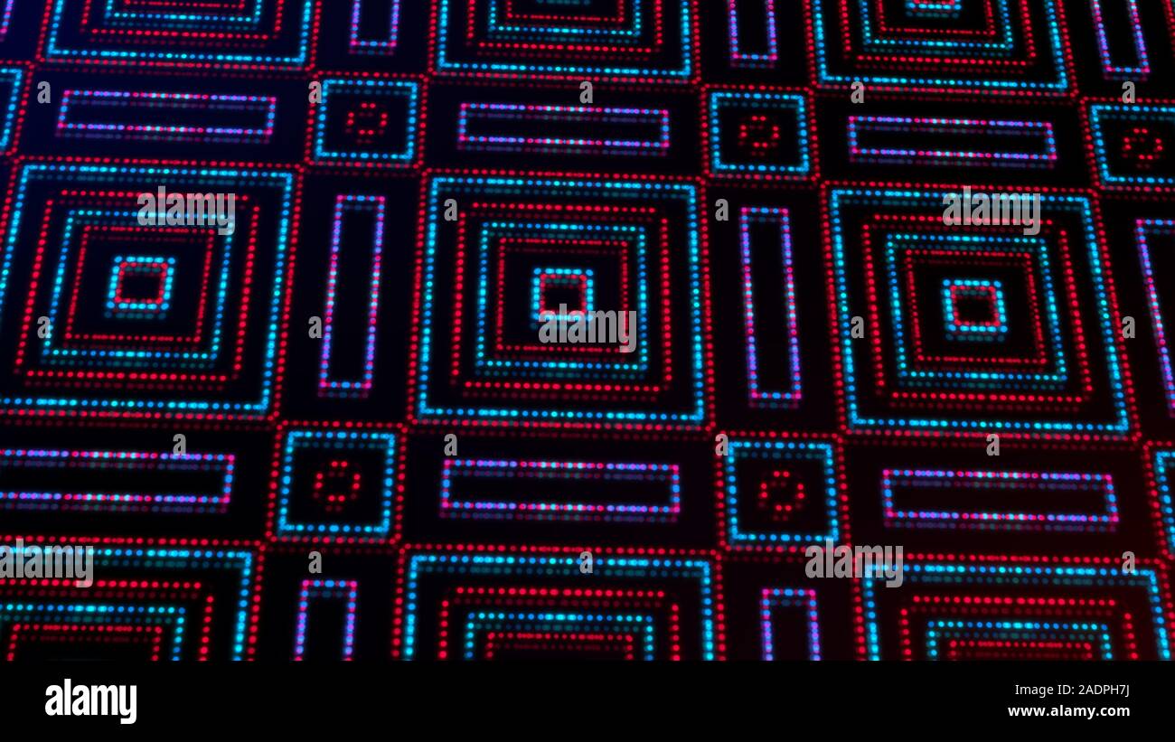Animated light shinning red and blue dots and stars square shapes ...