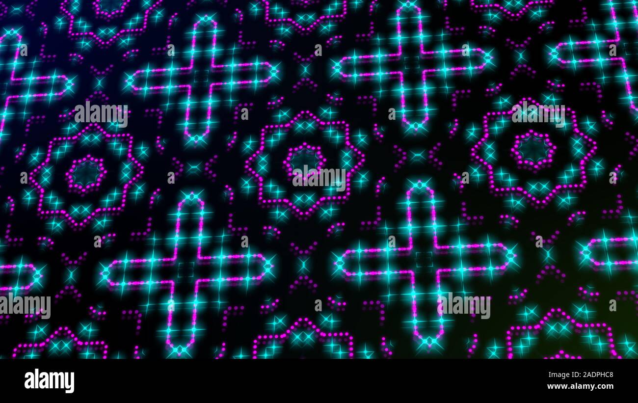 Animated light shinning pink and blue dots and stars square shapes ...
